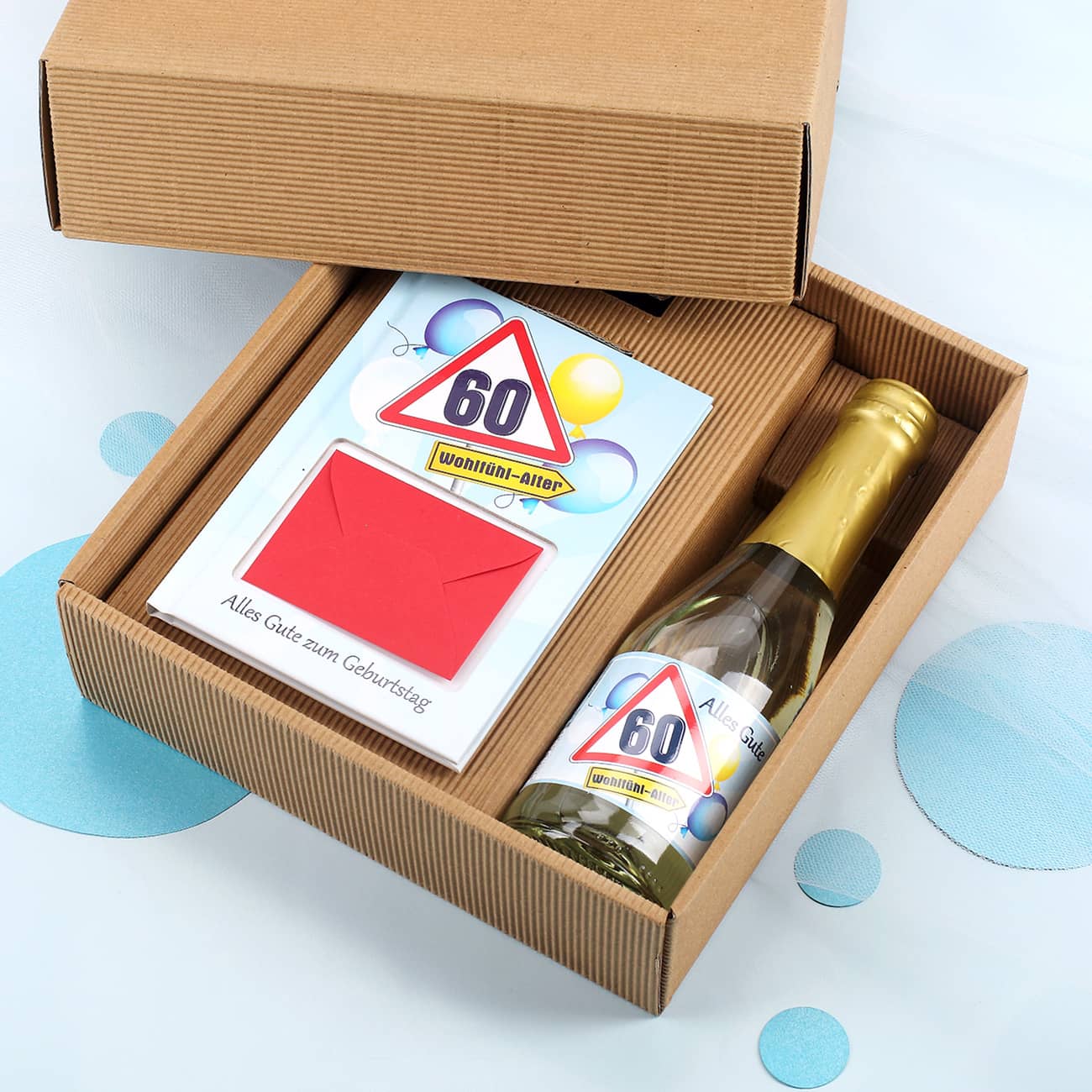 Geschenkset mit Buch und Perlwein zum 60. Geburtstag – geschenke-online.de