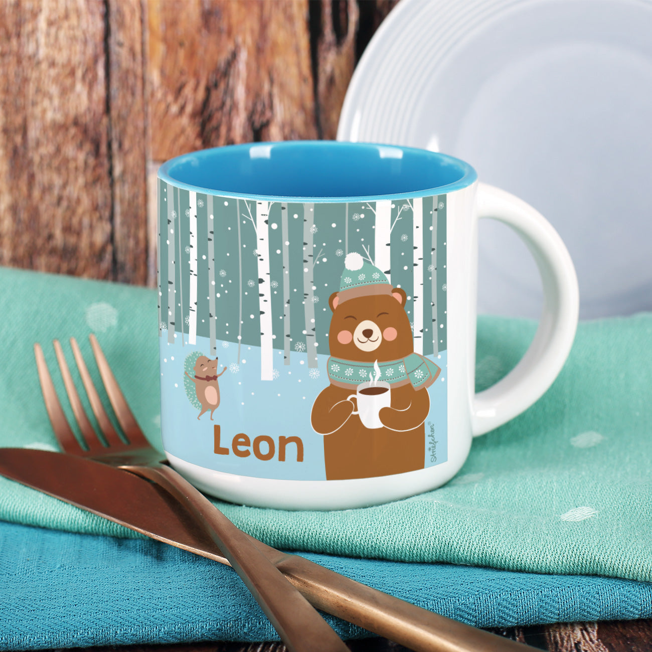 Große Tasse Winter und Bär | Name – geschenke-online.de