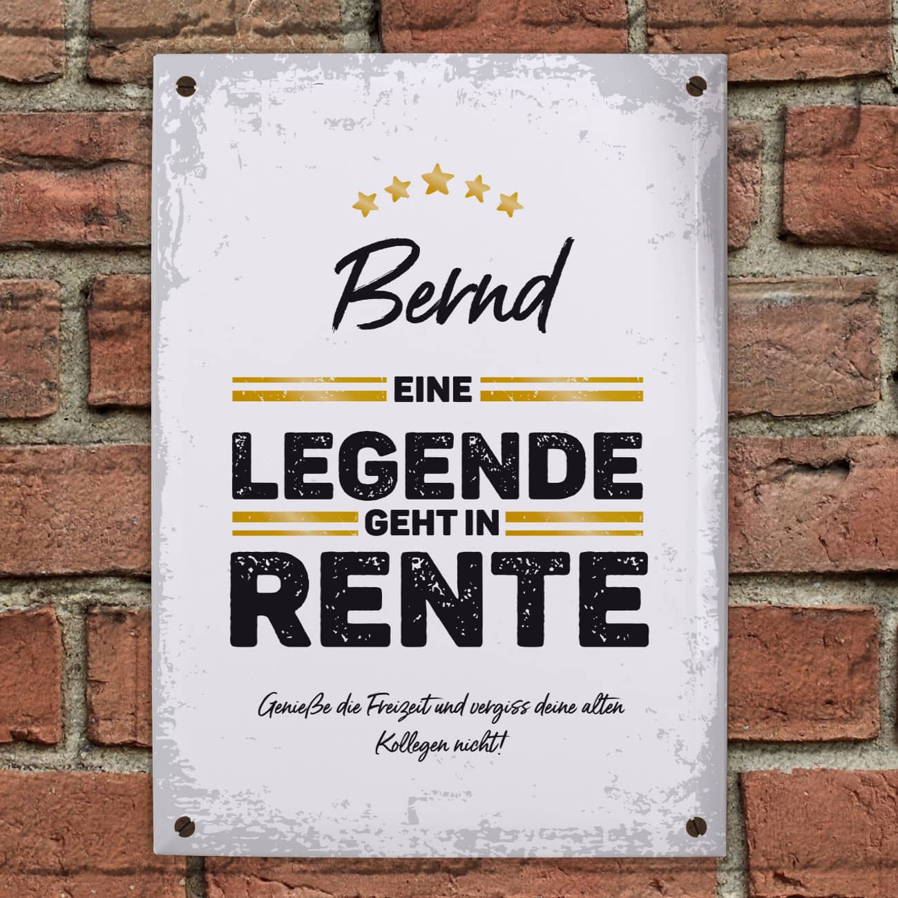 Blechschild zur Rente | Name, Text – geschenke-online.de