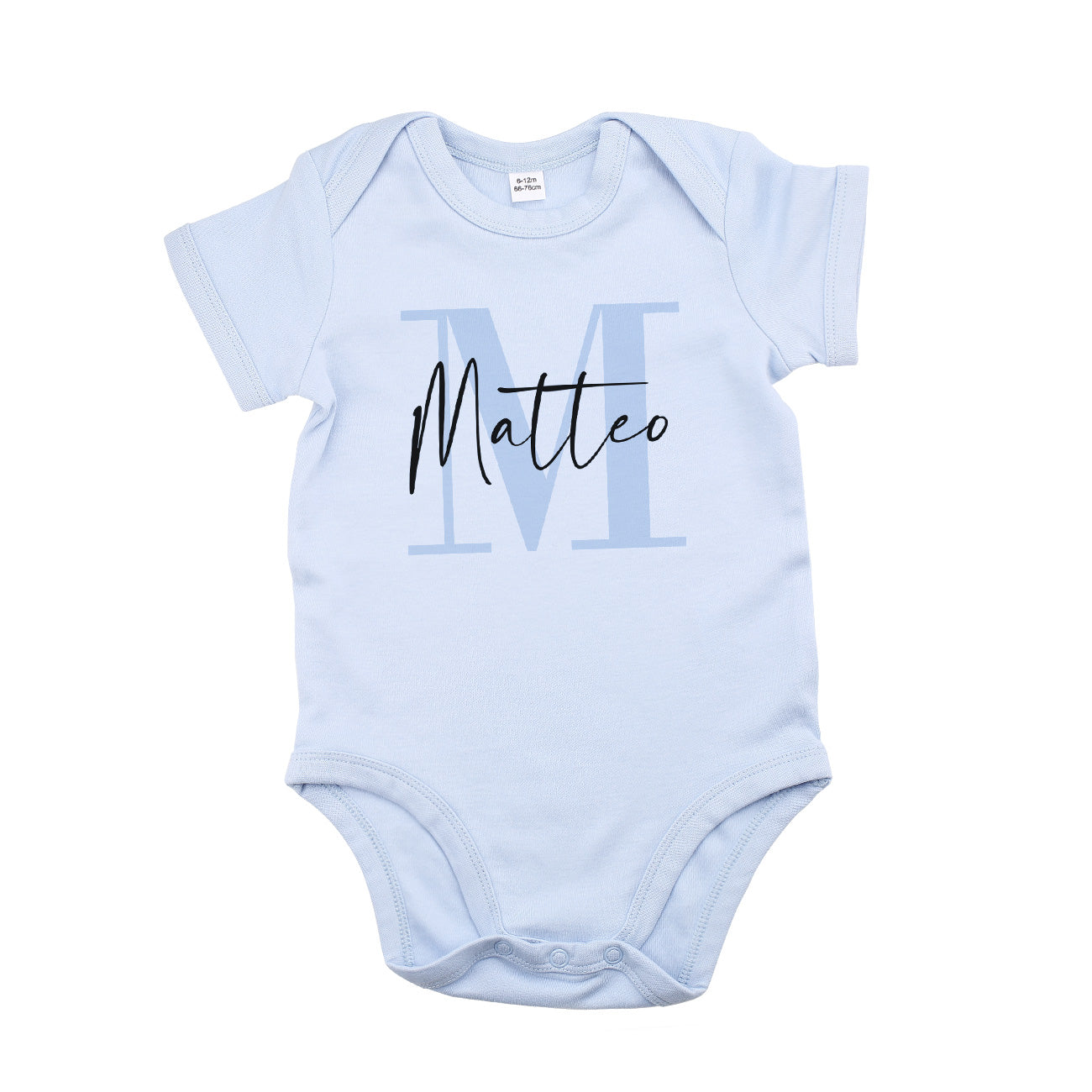 Hellblauer Body für Babys | Name, Initiale – geschenke-online.de