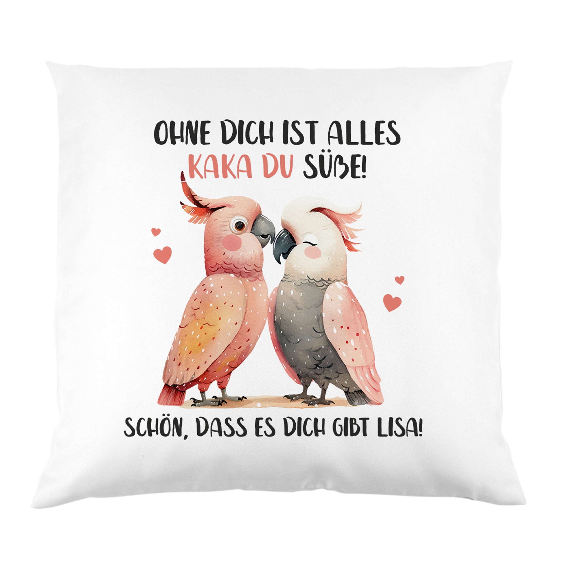 Personalisiertes Kissen mit Kakadu-Motiv & Wunschtext zum Valentinstag ...